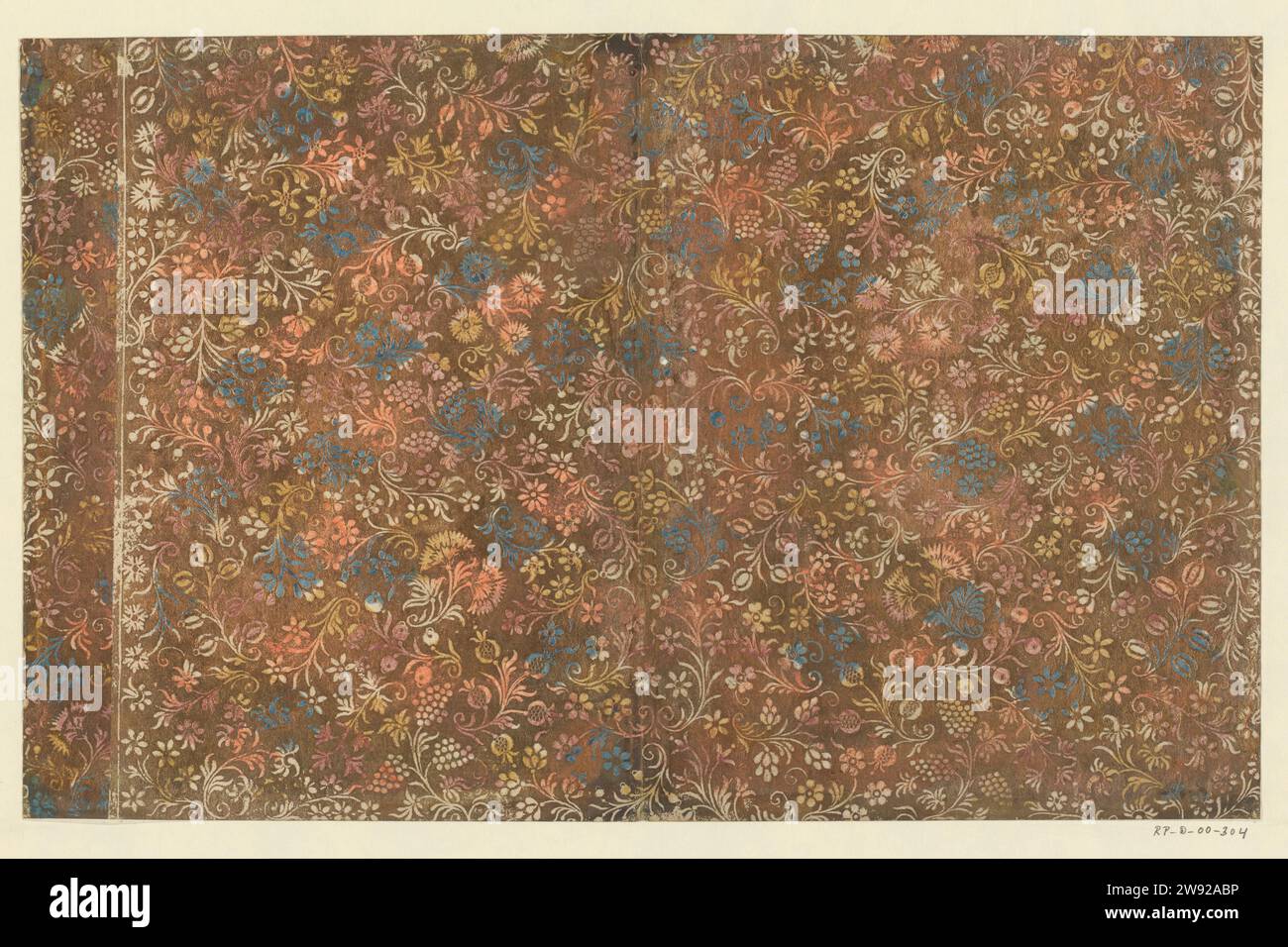 Leaf with flowers and fruits, anonymous, 1700 - 1800 brocade paper Leaf ...
