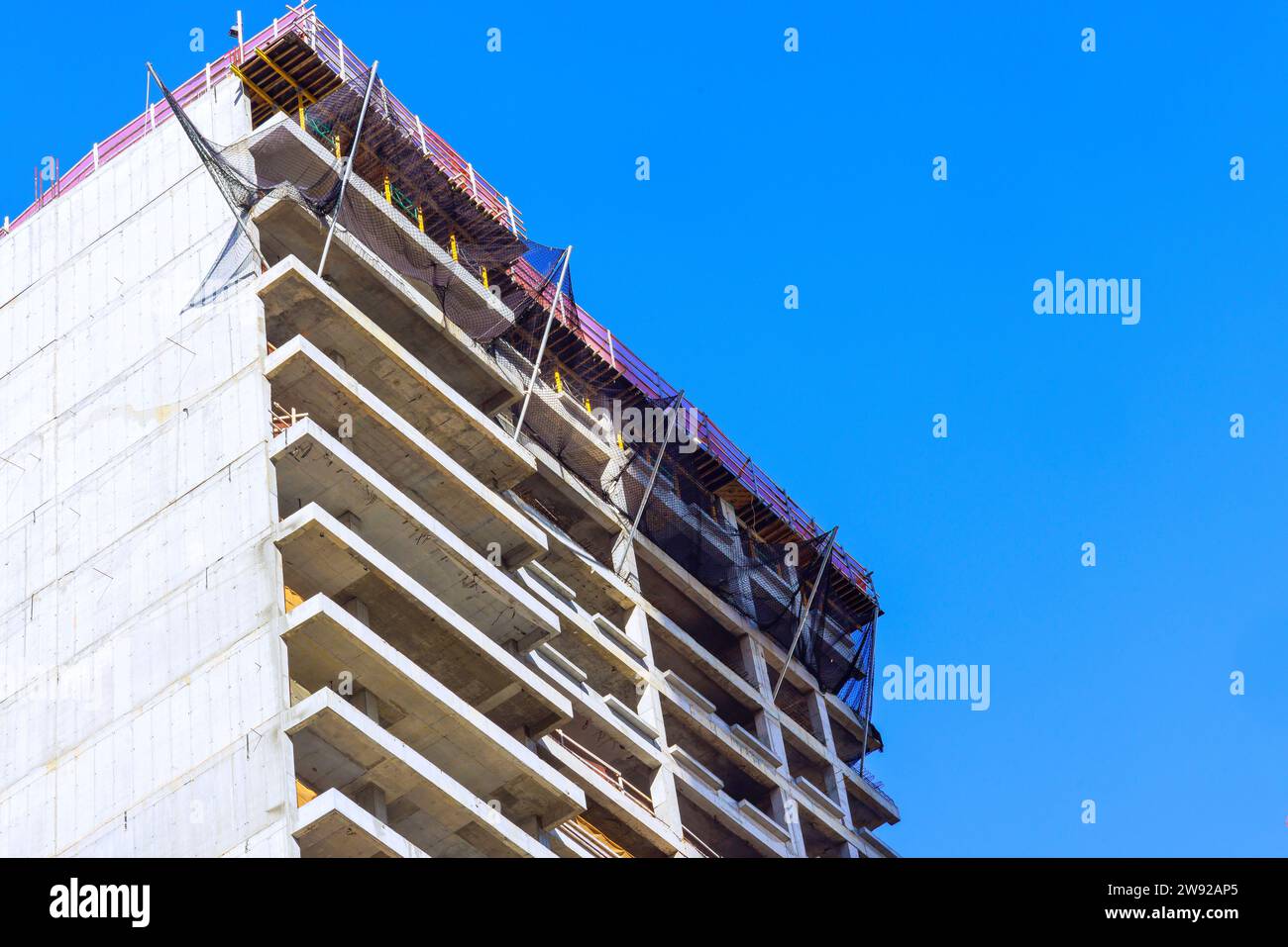 On construction site of large American city, new skyscraper buildings ...