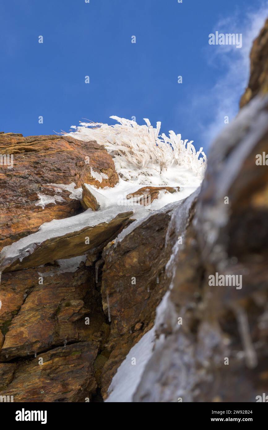 Natural ice sculptures created by ice in sierra nevada Stock Photo - Alamy