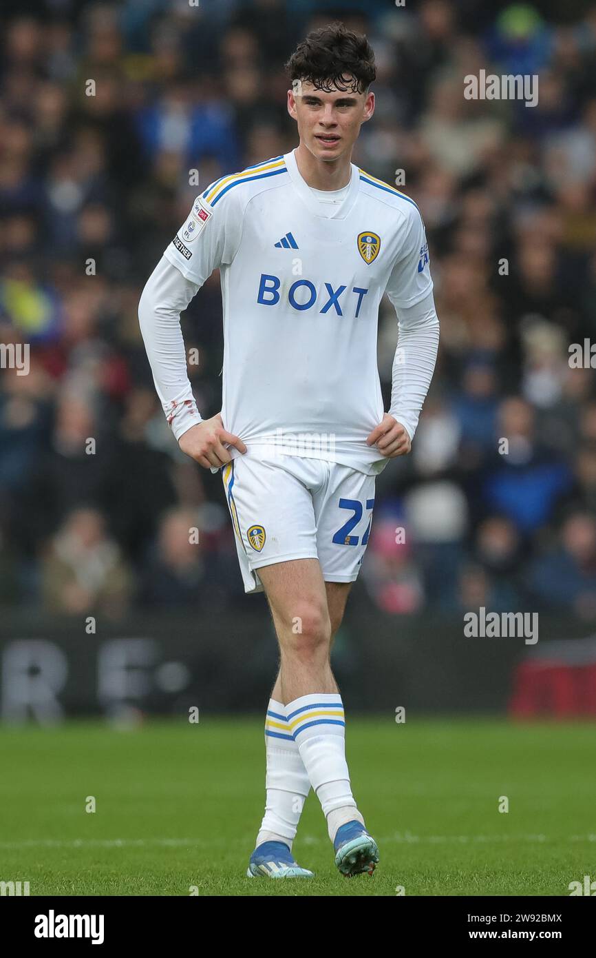 Leeds, UK. 23rd Dec, 2023. Archie Gray #22 of Leeds United during the ...