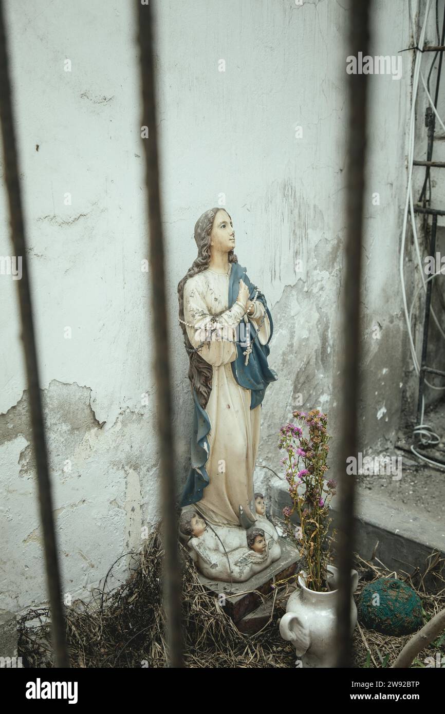 Statuette of the Virgin Mary in a garden, Miraflores, Lima, Peru Stock ...
