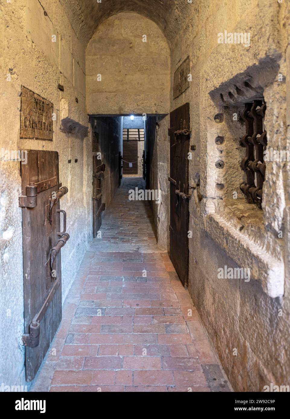 Prison corridor with prison cells, Doge's Palace, Venice, Veneto, Italy ...