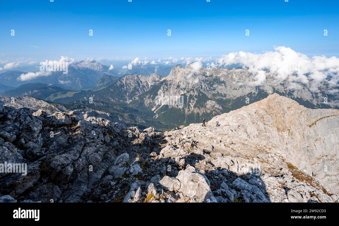 View of rocky, steep mountain landscape, ridge at Kleinkalter summit ...
