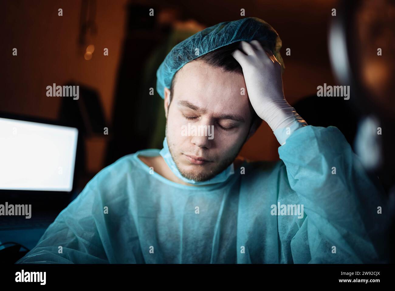 Surgeon is worried and worried in nervous tension, depression and ...