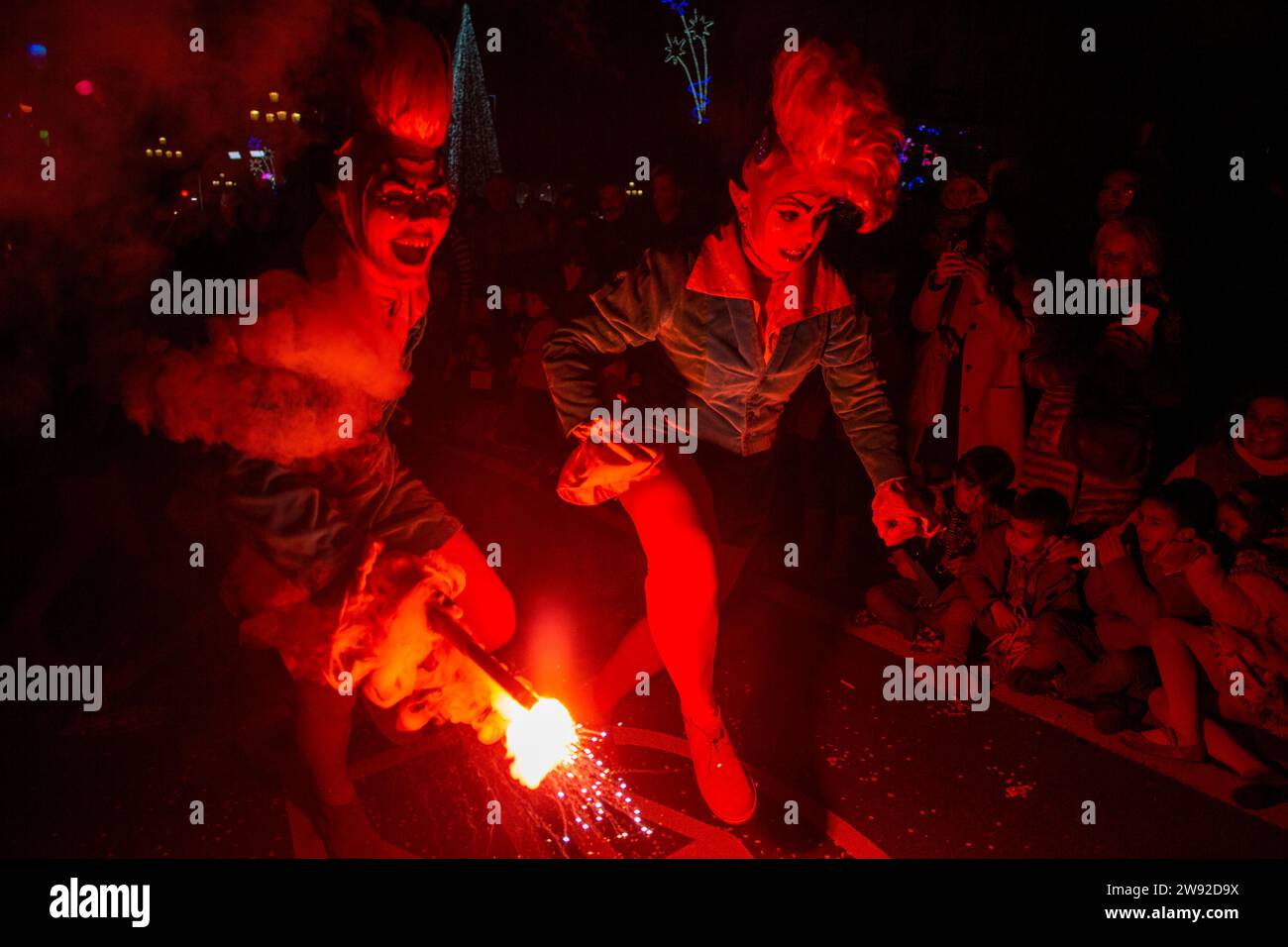 Bilbao, Vizcaya, Spain. 23rd Dec, 2023. Two Galtzagorri, characters ...