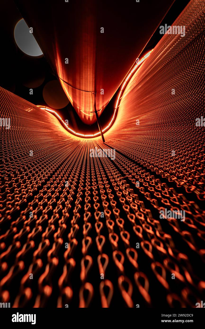 Futuristic red light installation with geometric patterns, Jewish ...