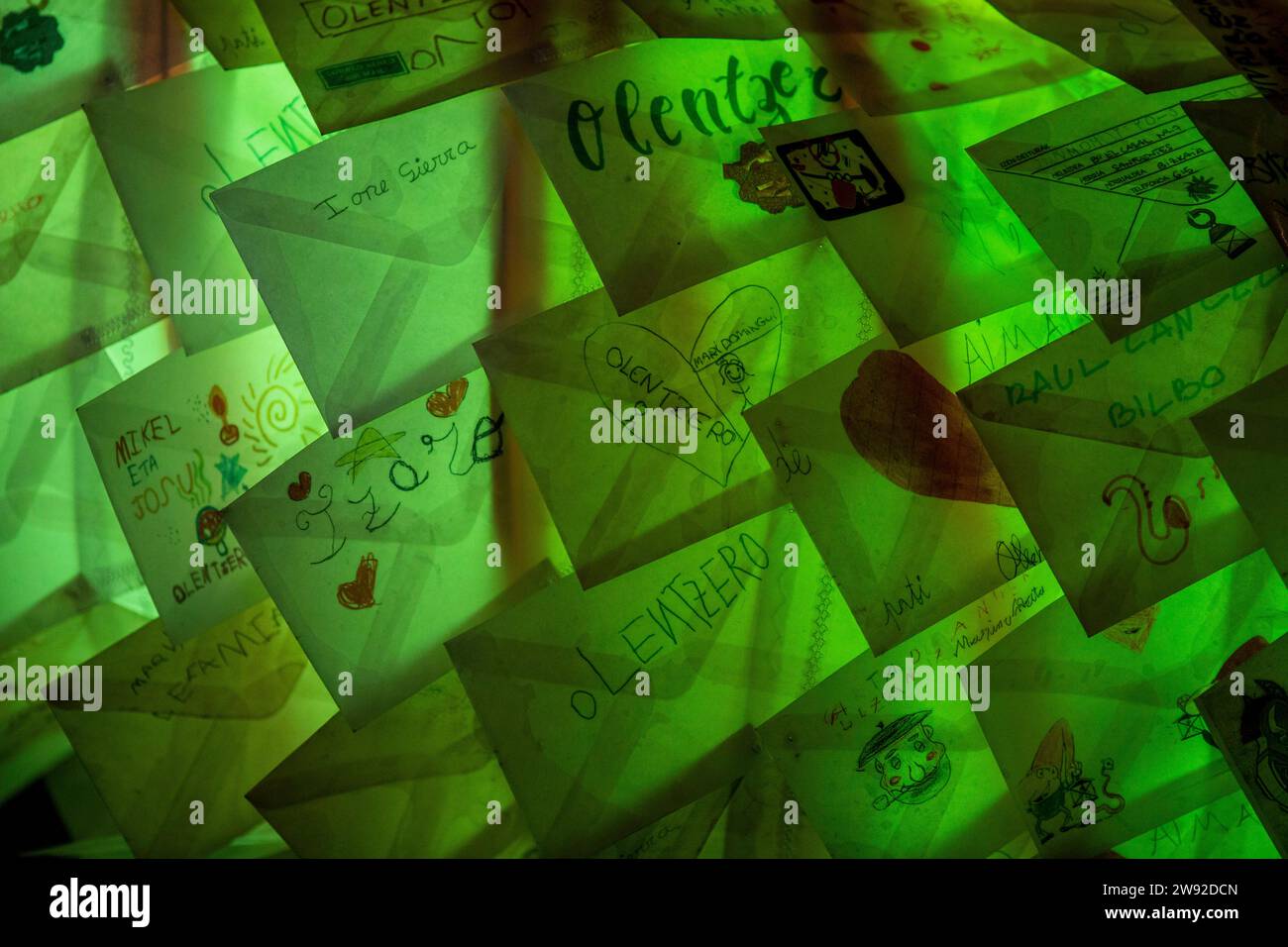 Bilbao, Vizcaya, Spain. 23rd Dec, 2023. Letters to Olentzero decorate a ...