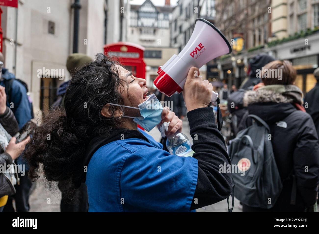 London / UK 23 DEC 2023. Hundreds of people demonstrated in Carnaby ...