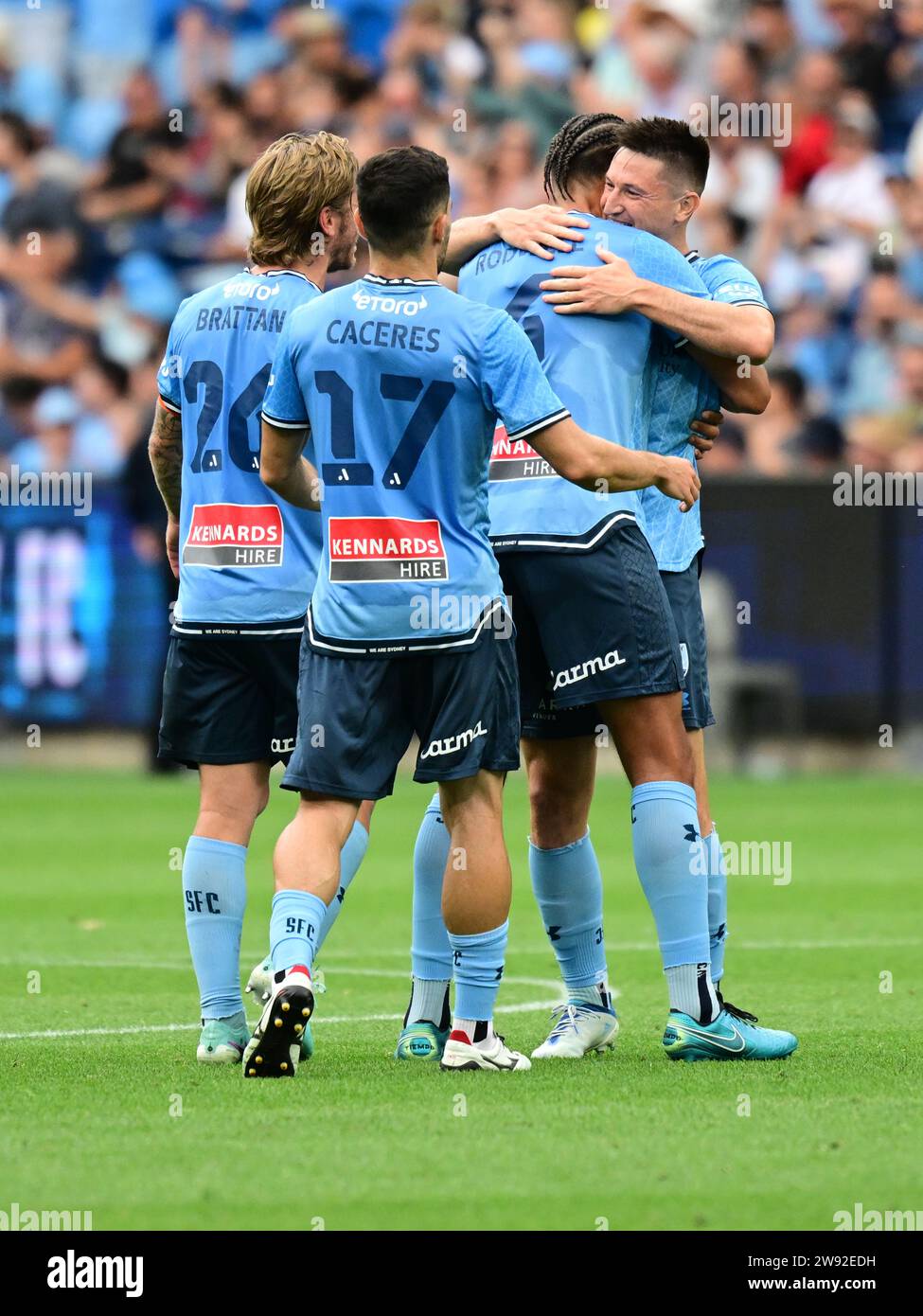 Sydney, Australia. 23rd Dec, 2023. The Sydney FC team is seen in action ...