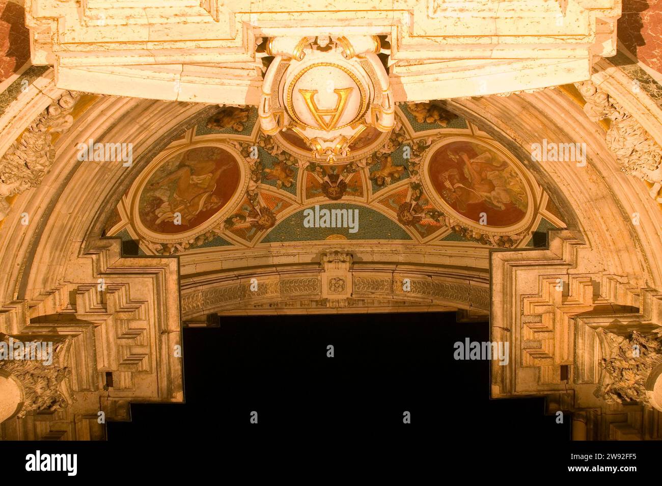 Semperoper ceiling pictures portal arch Stock Photo - Alamy