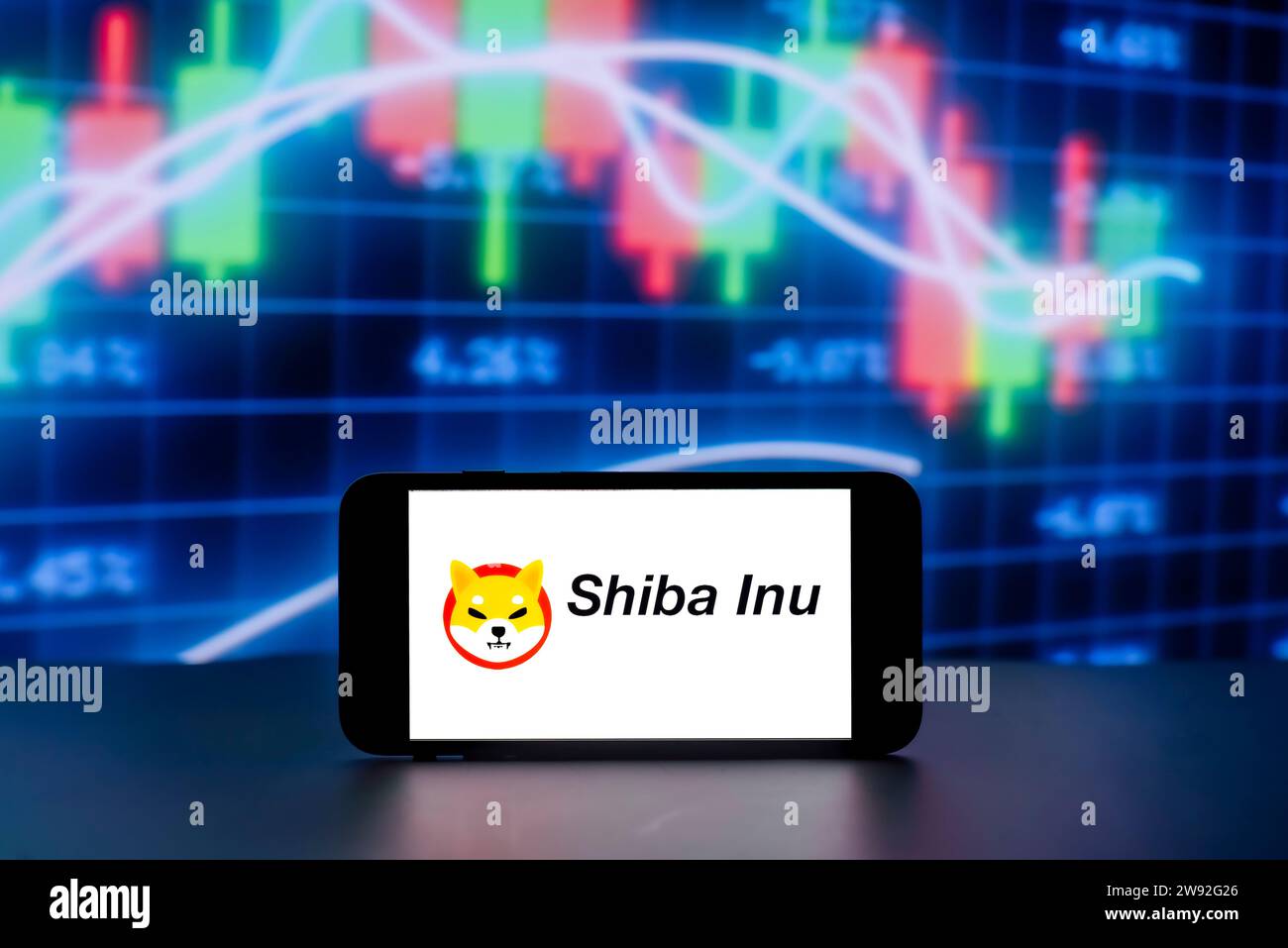 In this photo illustration, the Shiba Inu logo seen displayed on a ...