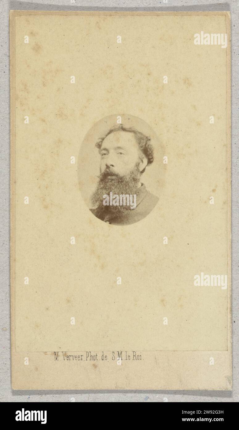 Self -portrait of Maurits Verveer, Maurits Verveer, 1850 - 1875 Photograph. visit card The Hague ...
