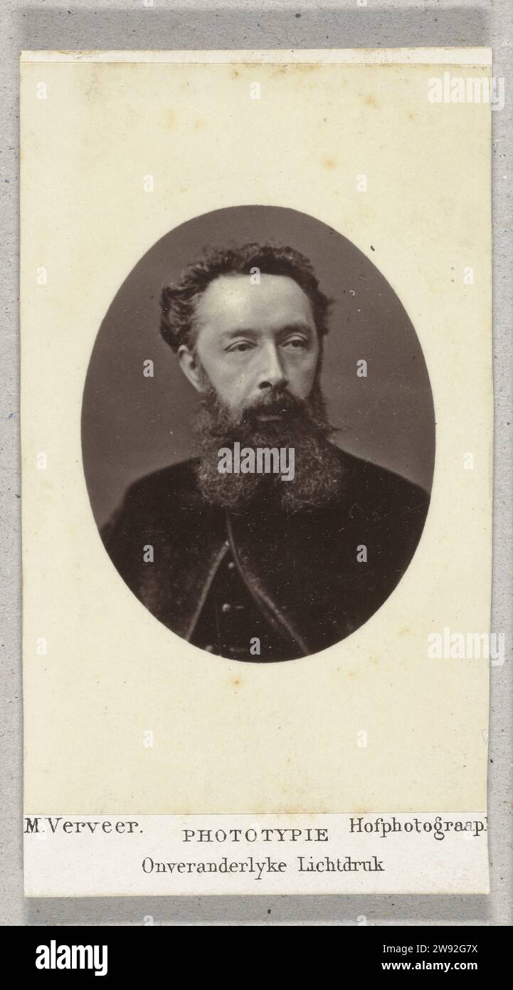 Self -portrait of Maurits Verveer, Maurits Verveer, 1850 - 1875 Photograph. visit card The Hague ...