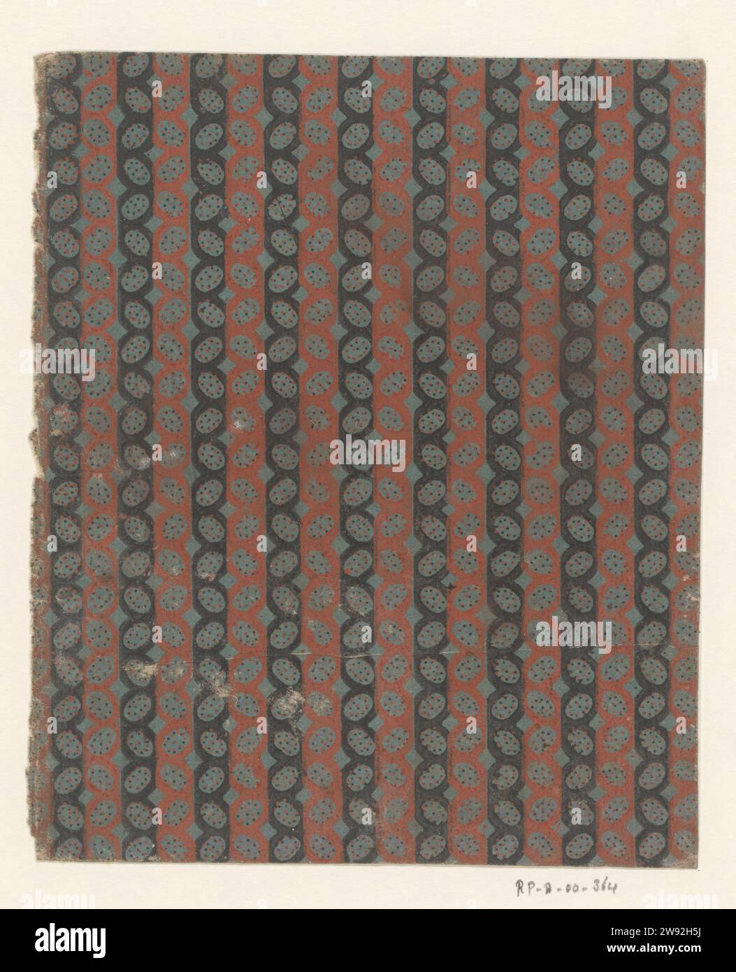 Leaf with a job pattern of alternating colored oval, Anonymous, 1700 ...