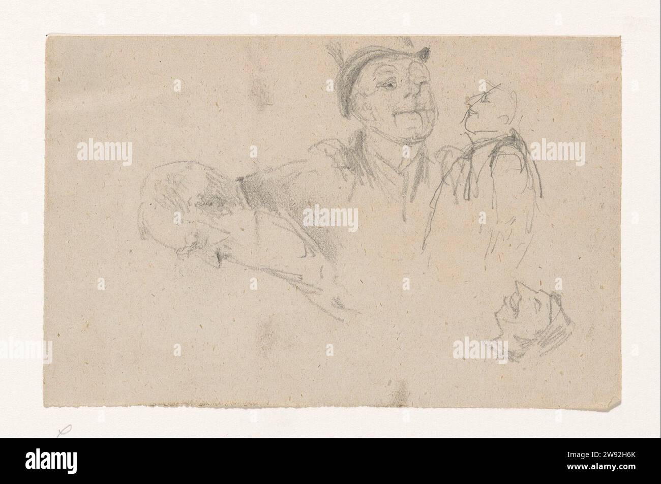 Sketches of men, Johan Michaël Schmidt Crans, 1875 - 1885 drawing ...