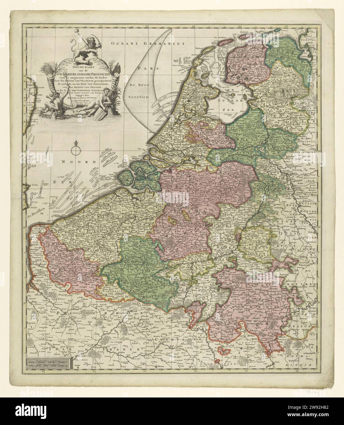 Map of the Republic of the Seven United Netherlands, Josua Ottens, 1725 ...