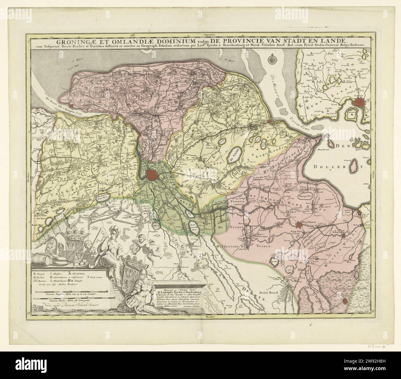 Map of the province of Groningen, Andries Hogeboom, Ludolph Tjarda van ...