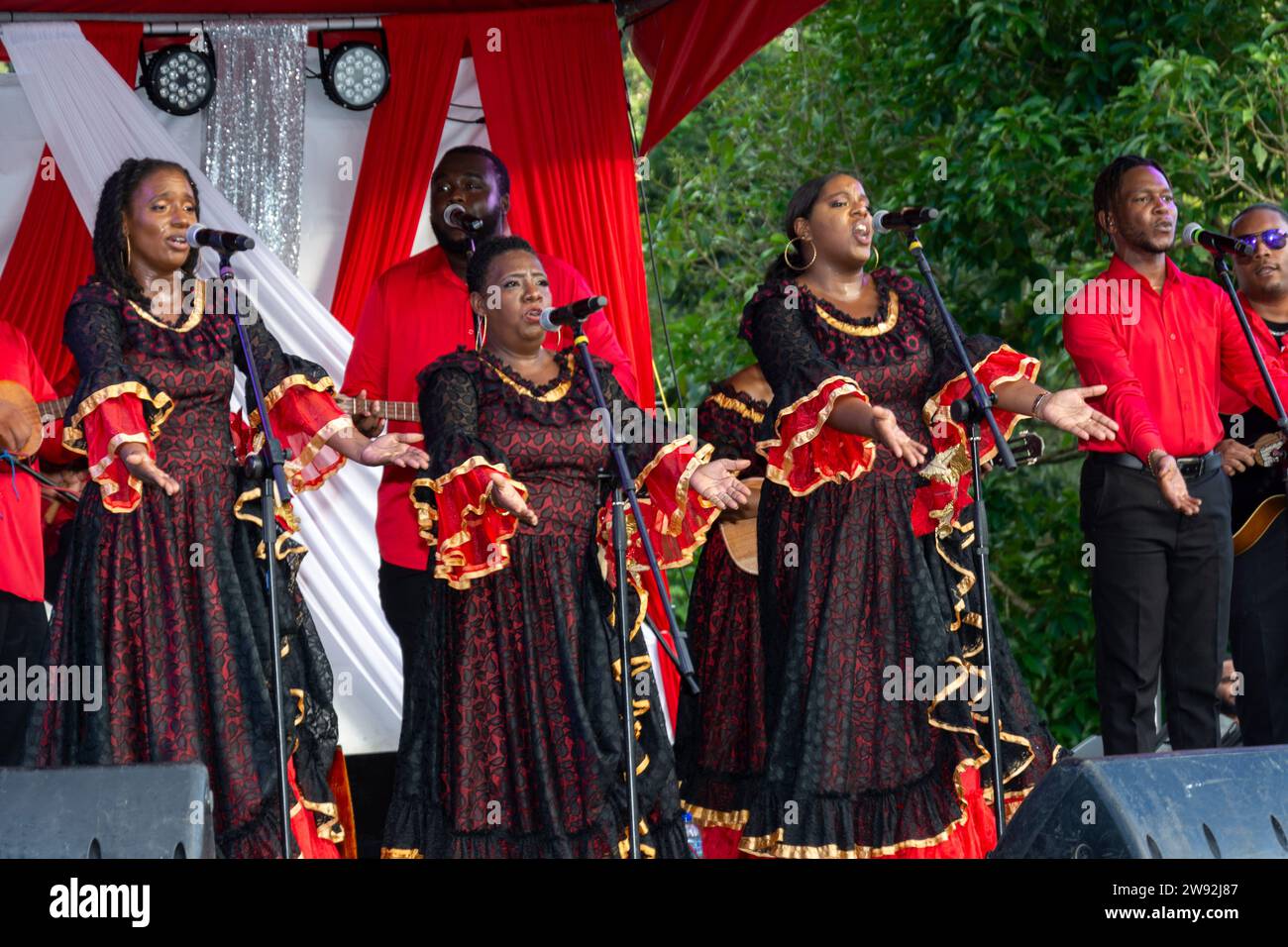 Members of a parang band perform in Lopinot Village Stock Photo - Alamy