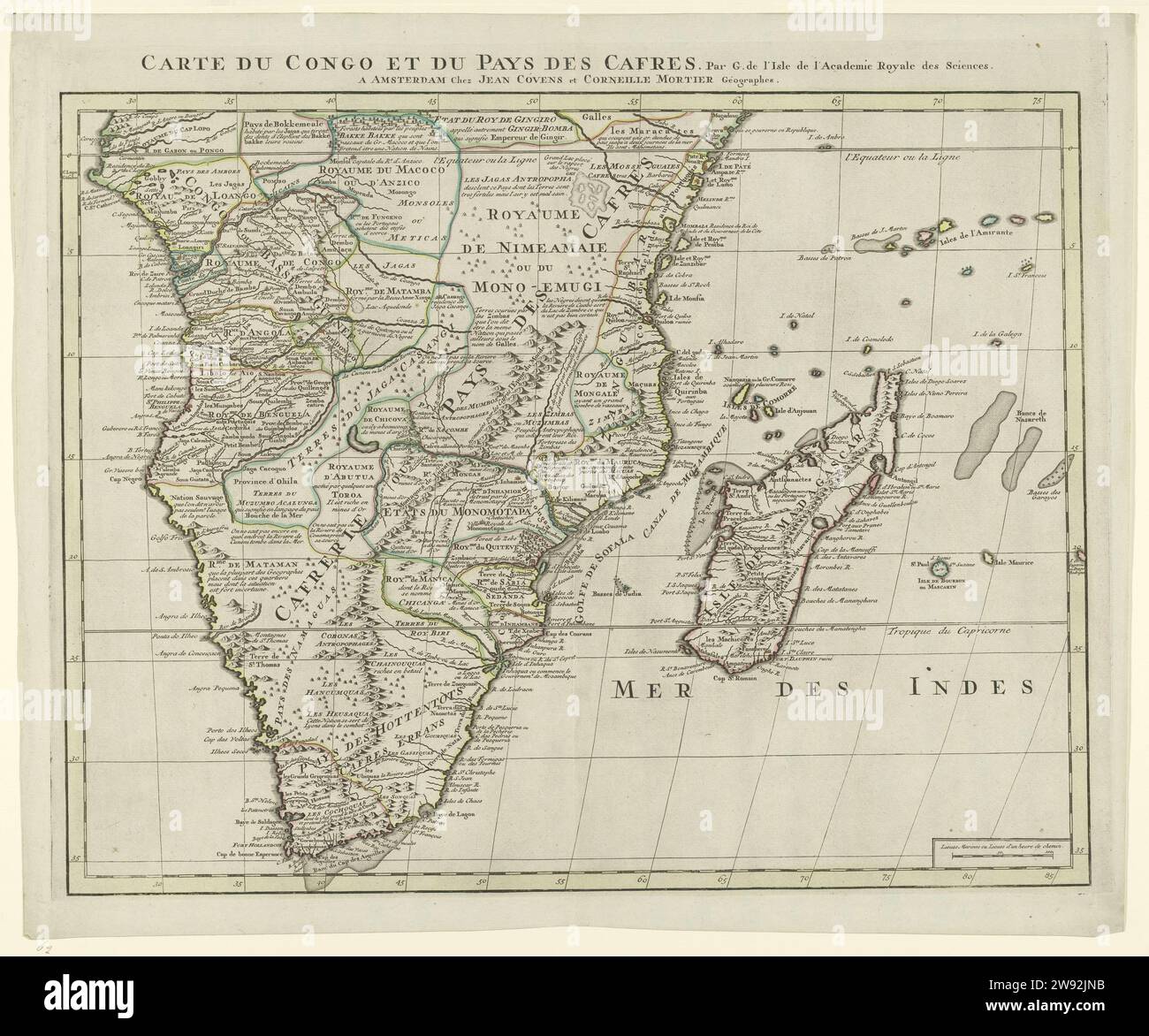 Map of South Africa and Madagascar, Guillaume Delisle, c. 1745 print Map of South Africa and ...