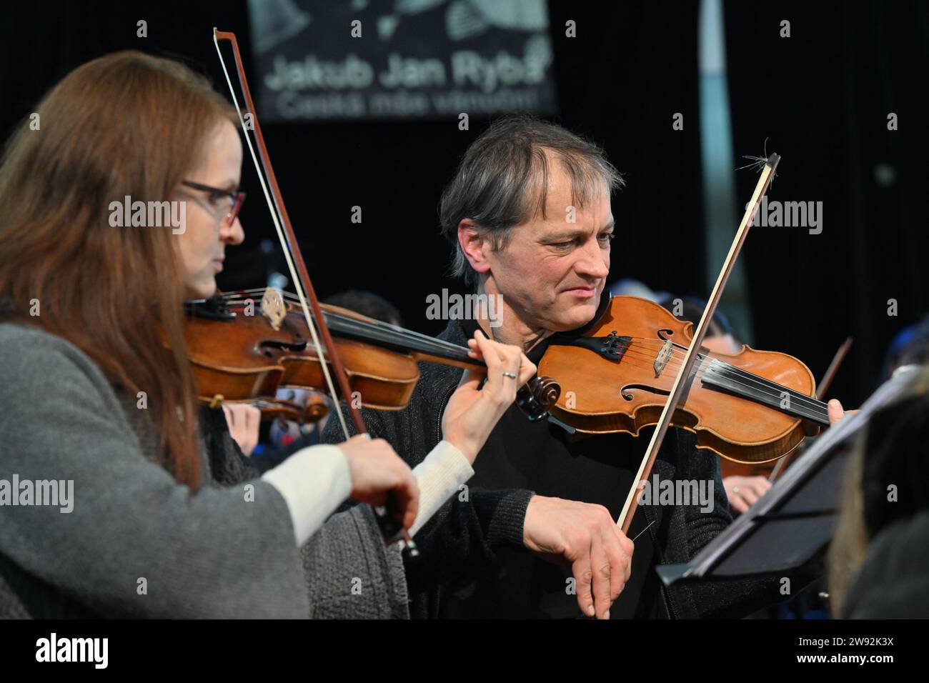 Brno, Czech Republic. 23rd Dec, 2023. Singing of Jakub Jan Ryba's Czech ...