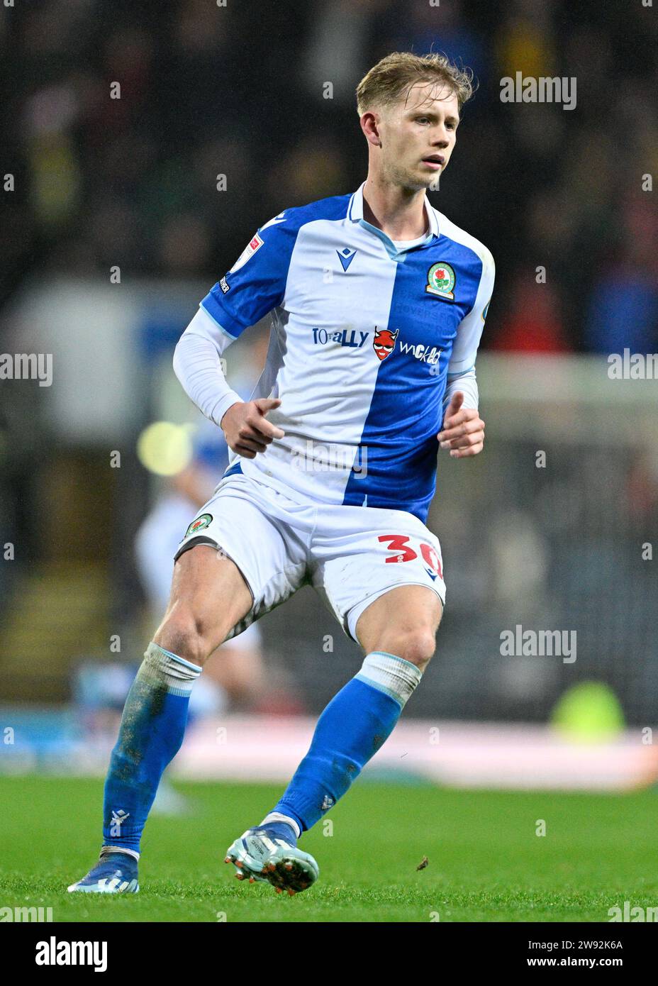 Blackburn, UK. 23rd Dec, 2023. Jake Garrett #30 of Blackburn Rovers ...