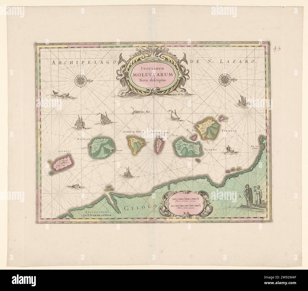 Map of the North Moluccas, Pieter Schenk (I), 1670 - 1726 print Map of ...