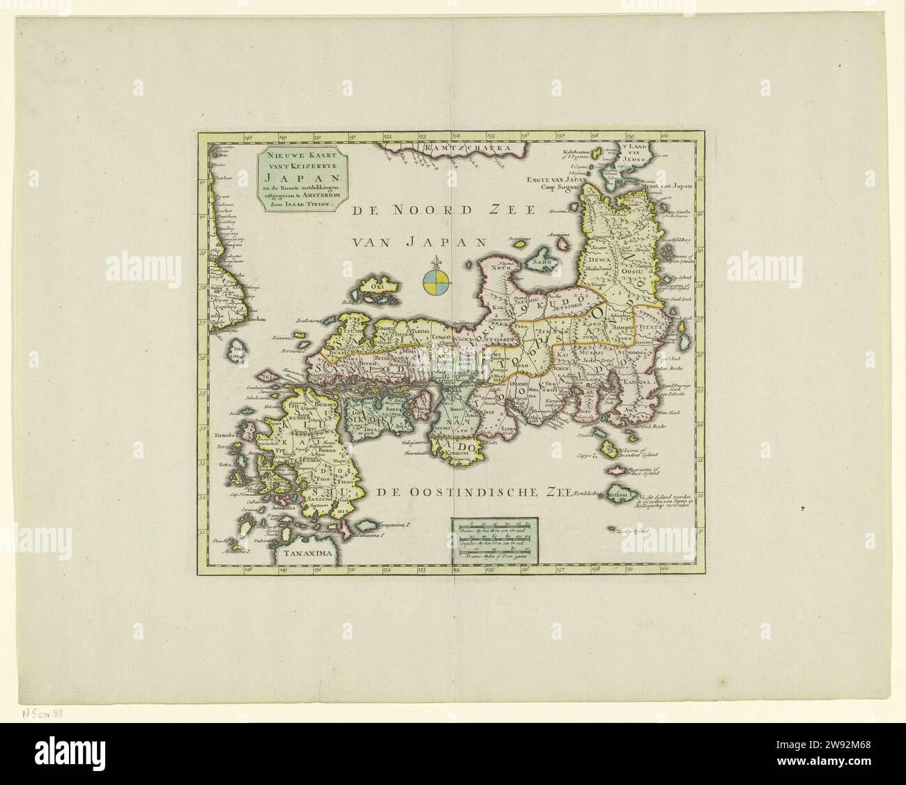 Map of Japan, Isaac Tirion, 1744 print Map of Japan, subdivided into ...