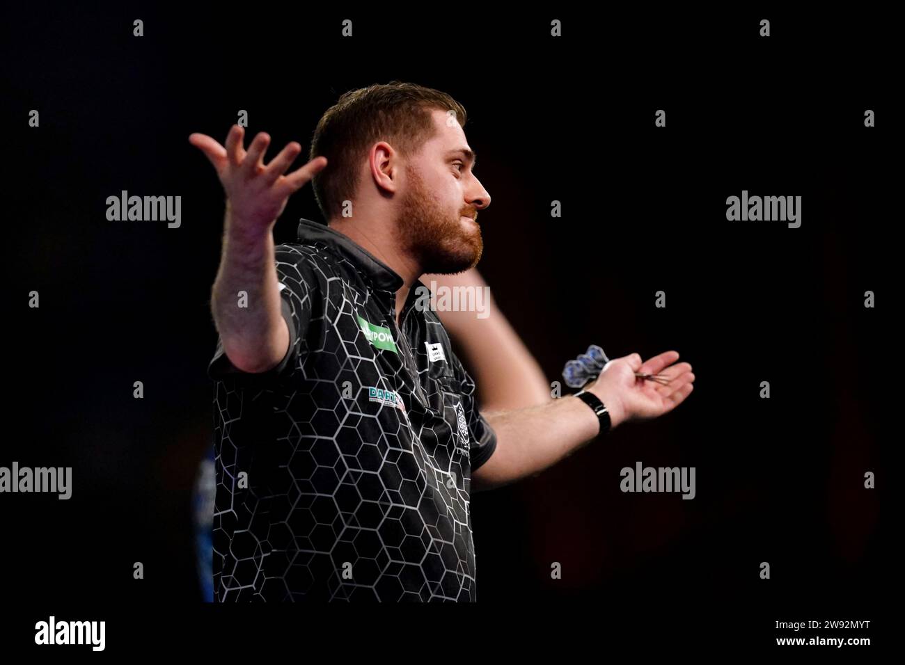 Barry van Peer celebrates defeating Josh Rock on day nine of the Paddy ...