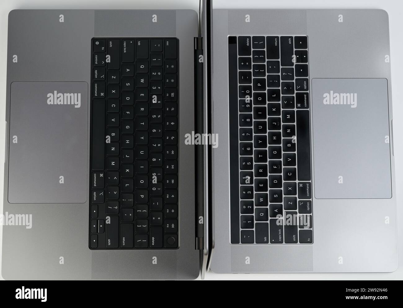 New York, USA - December 22, 2023: Different design of macbook pro ...