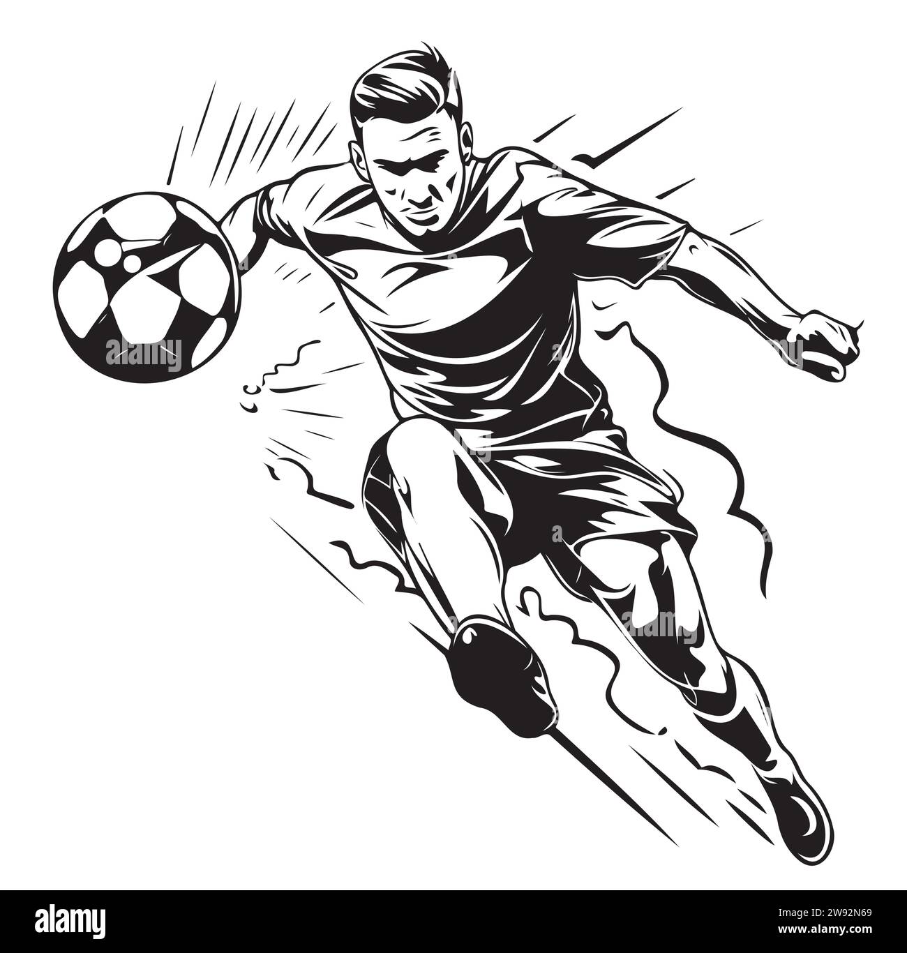 Soccer Player Kicking Ball Vector Illustration Stock Vector Image & Art ...