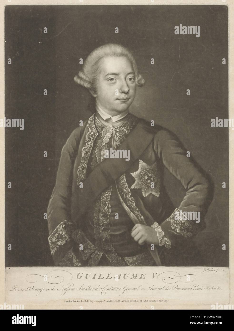 Portrait of Willem V, Prince of Oranje-Nassau, James Watson (print ...