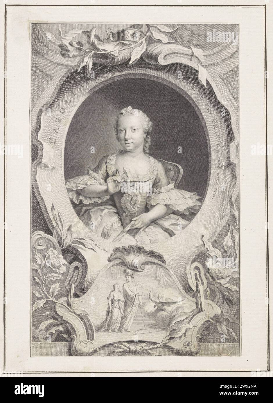 Portrait of Carolina, Princess of Oranje-Nassau, Jacob Houbraken, After ...