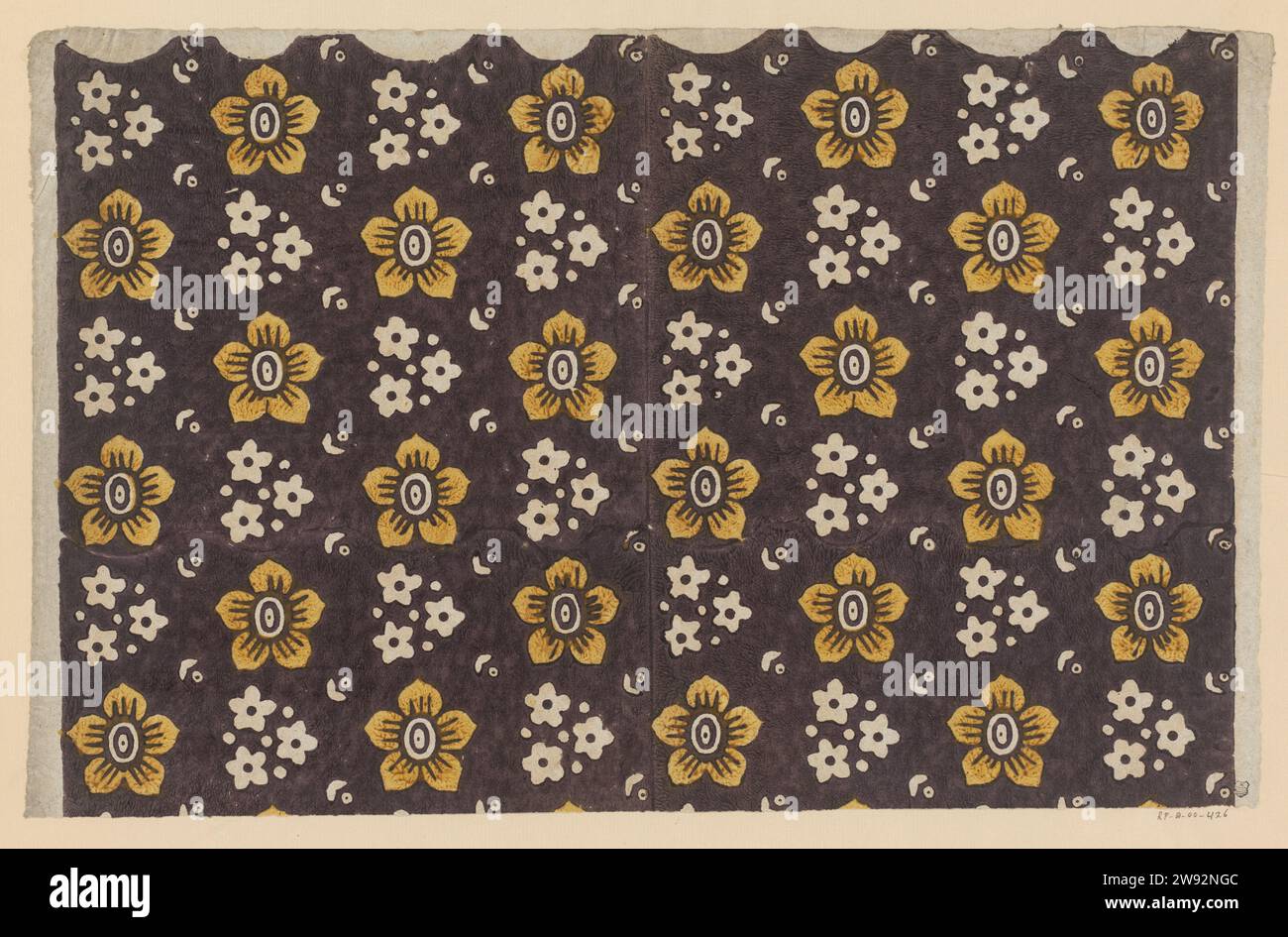 Leaf With Alternating Spreading Pattern Of Flowers Anonymous 1700