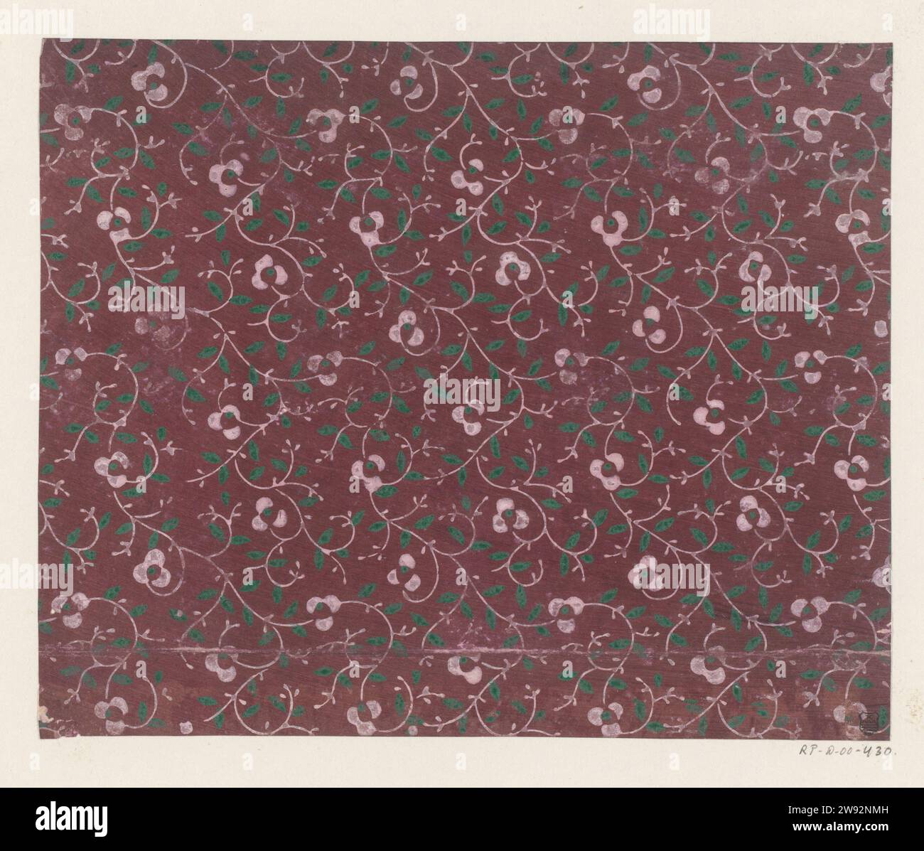 Leaf with spreading pattern of tendrils with flowers and leaves ...