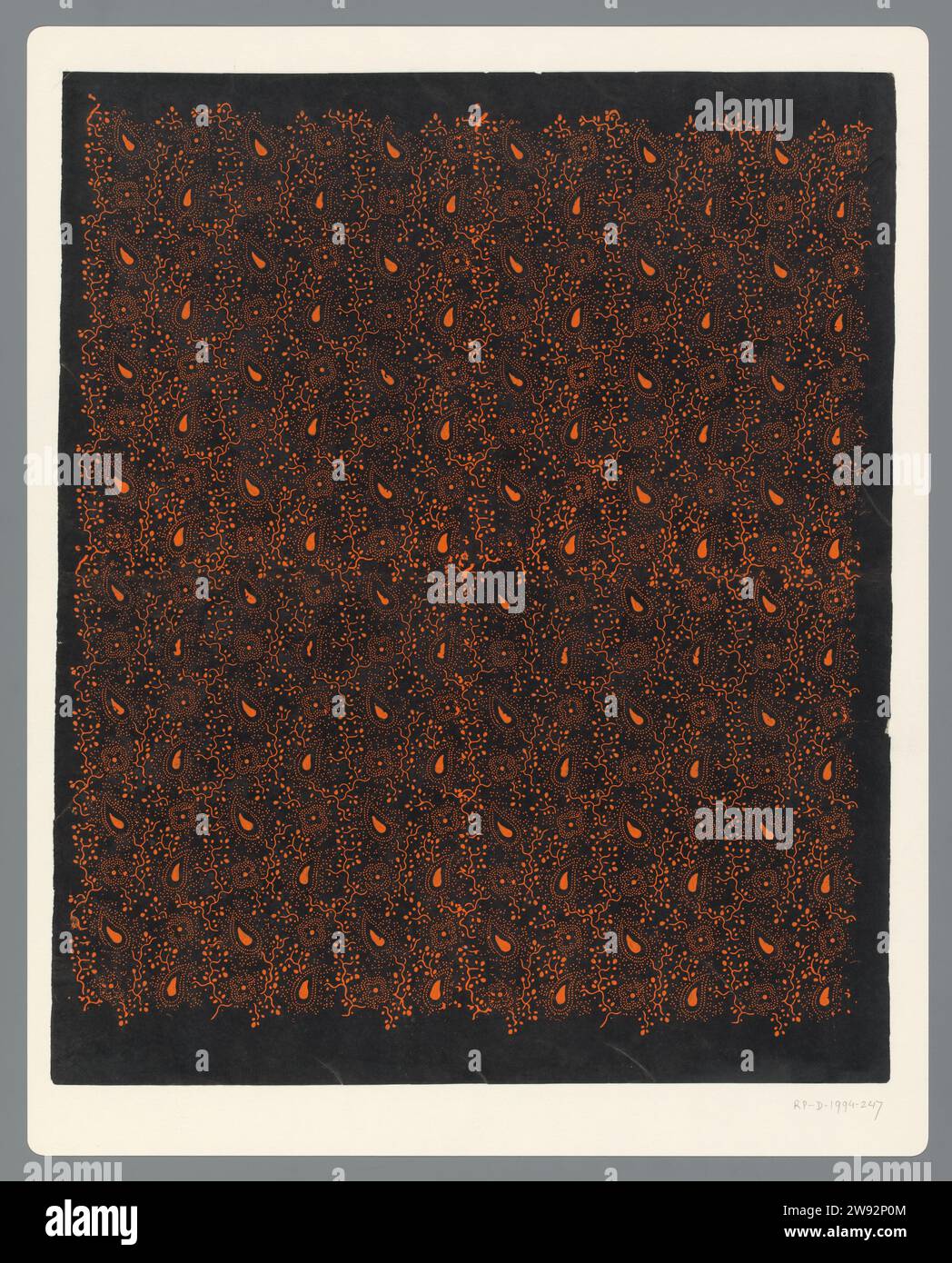 Leaf pattern of leaf motif between dots and tips, anonymous (Possibly ...