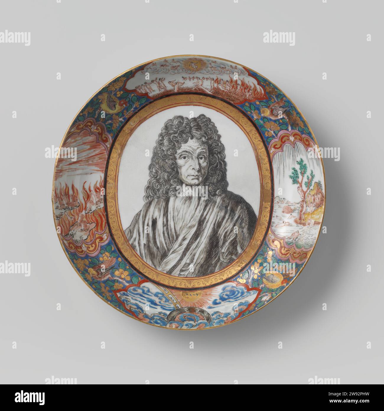 Saucer-dish with a portrait of theologist Willem Deurhof, anonymous, c ...