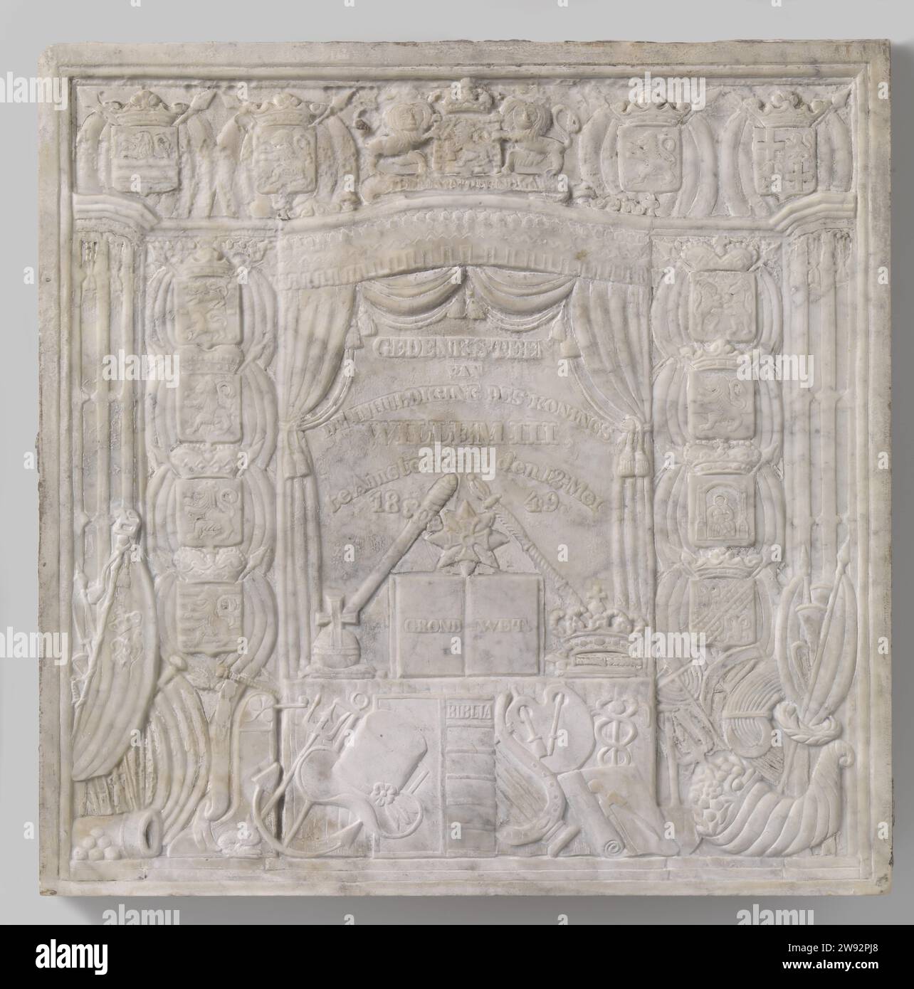 Memorial stone of the inauguration of the King William III ,, 1849 ...