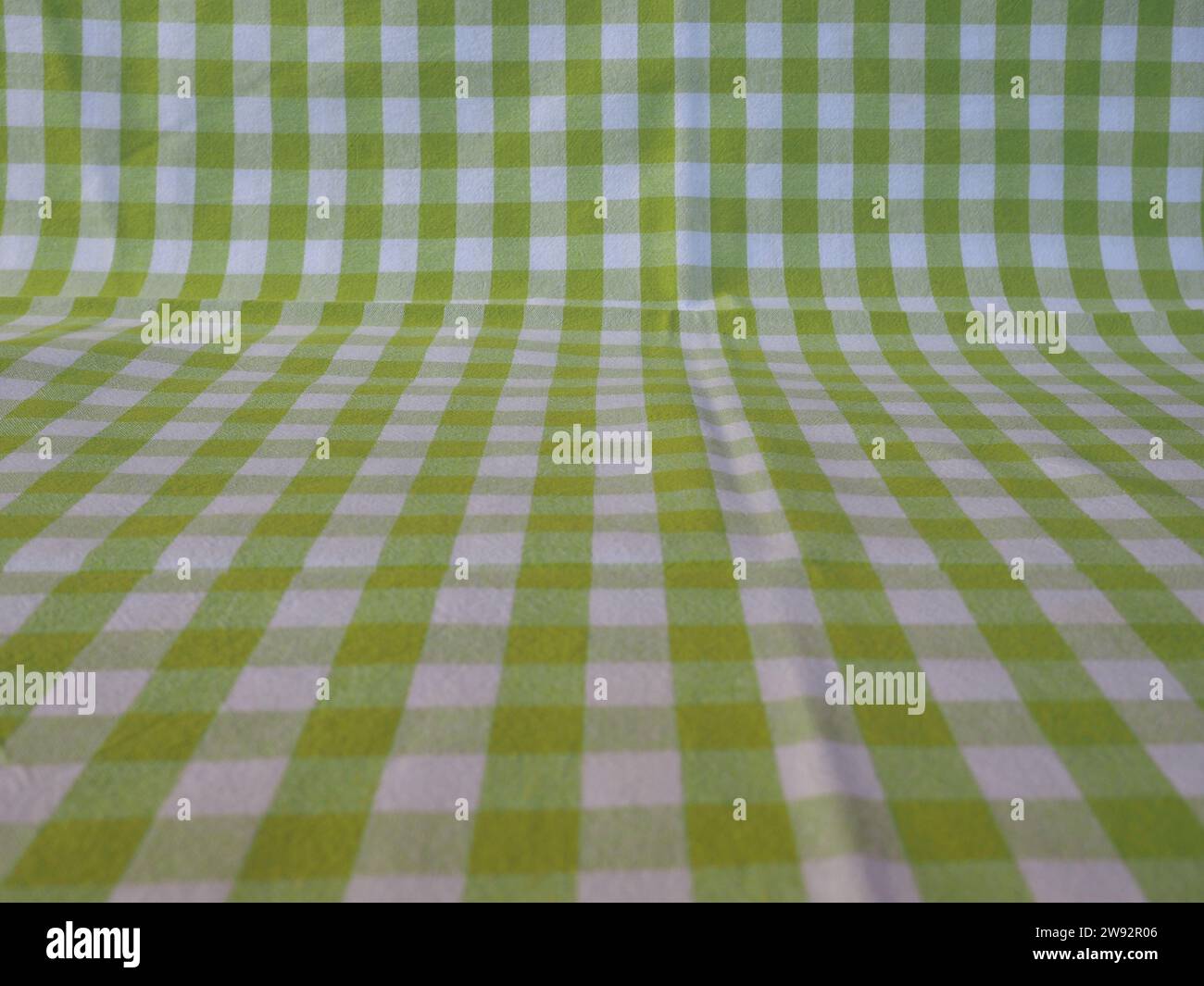 green and white chequered fabric texture useful as a background Stock ...