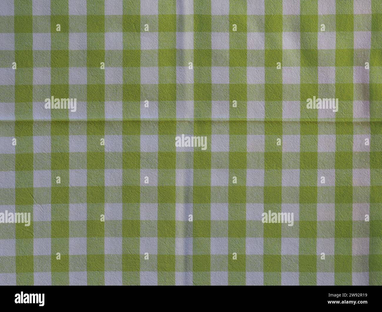 green and white chequered fabric texture useful as a background Stock ...