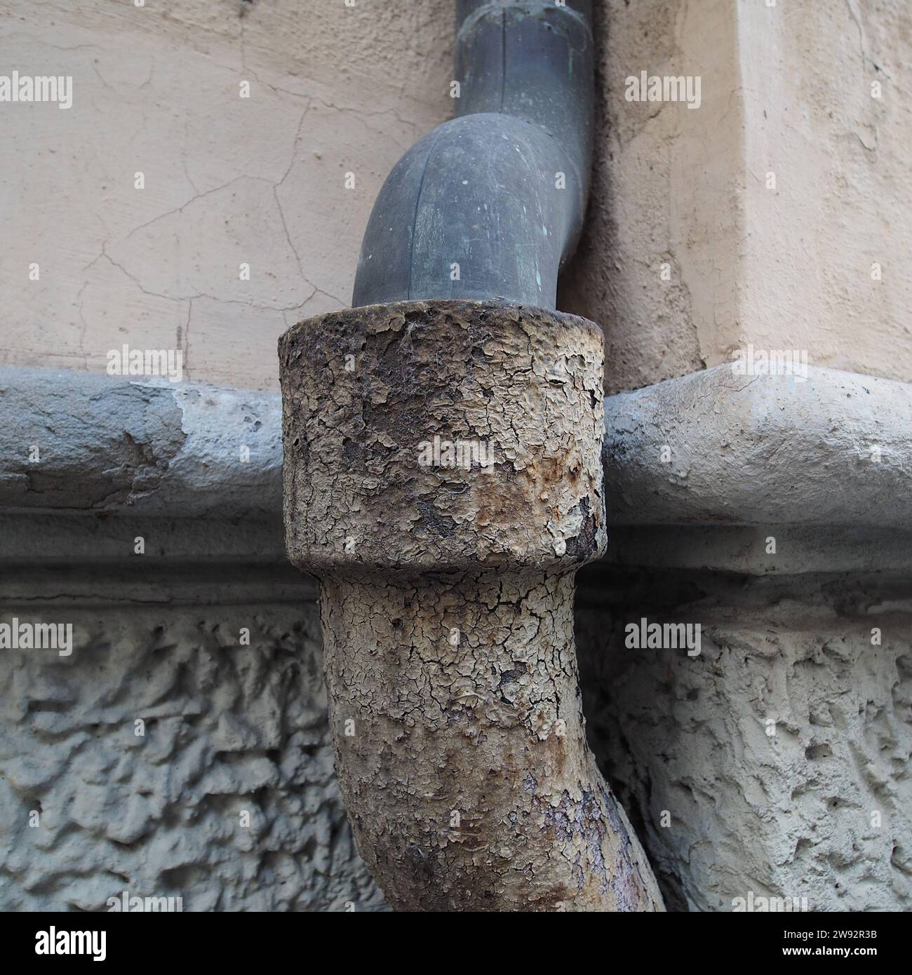 old rain gutter in an ancient building Stock Photo - Alamy
