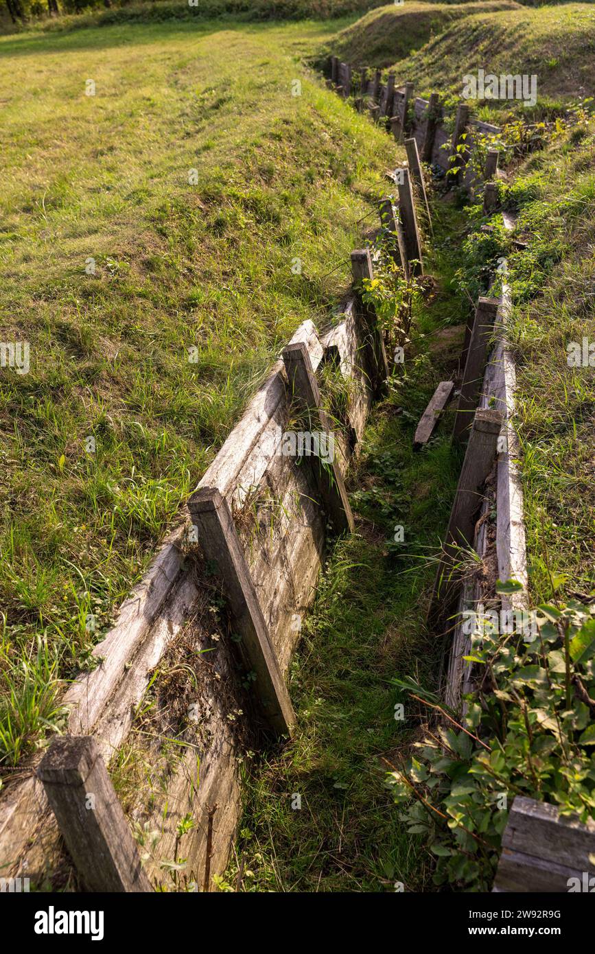 an old abandoned military trench used for defensive actions, a trench ...
