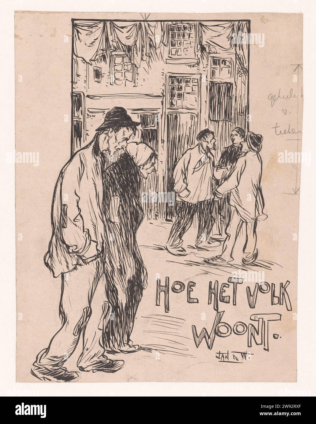 How the people live, Jan de Waardt, 1896 - 1898 drawing A poor man and ...