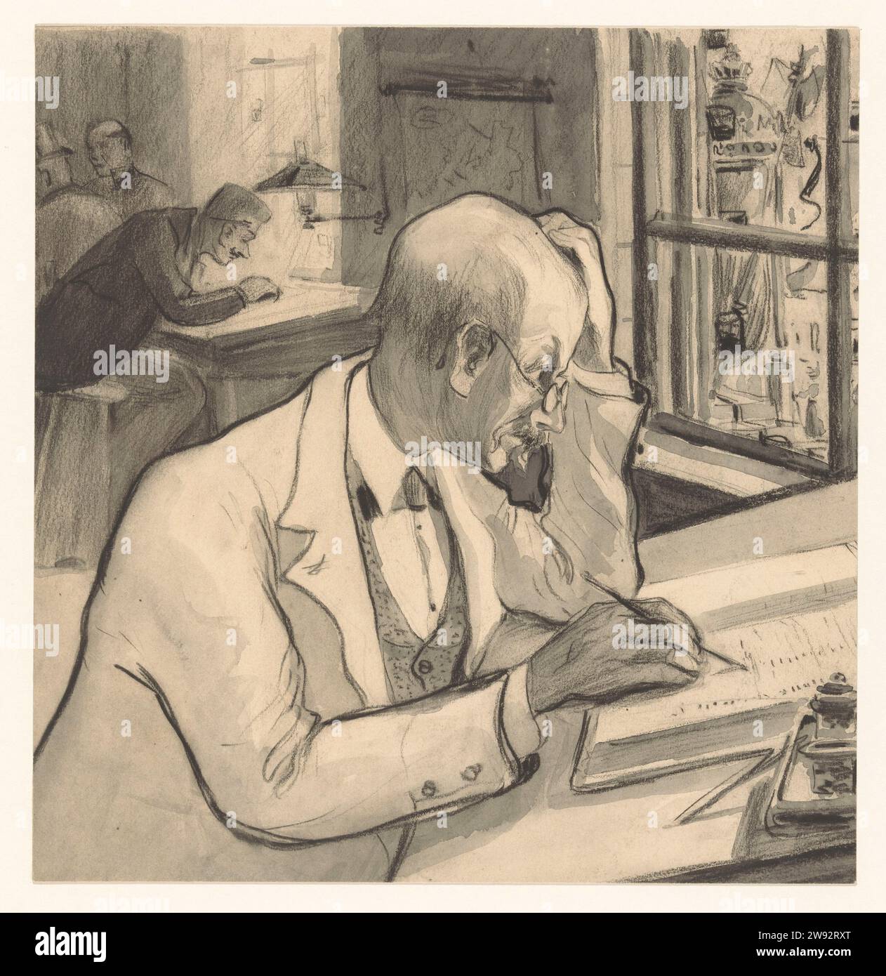 Office clerk, Herman Heijenbrock (Possible), 1875 - 1925 drawing Half ...