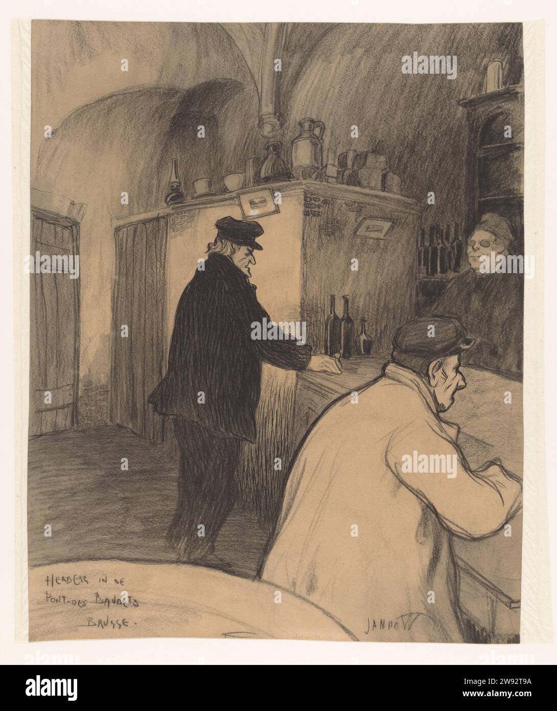 Inn in the Pont-des Bandets, Bruges, Jan de Waardt, 1890-1909 drawing ...