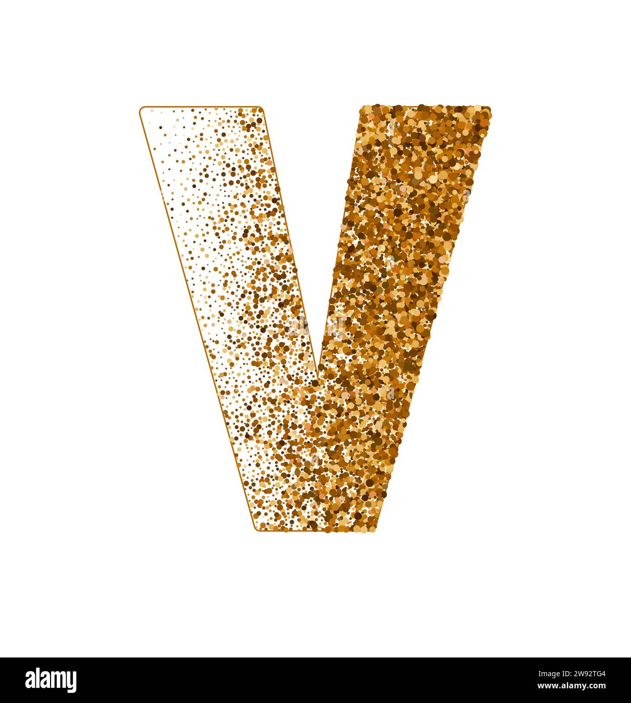 Letter V of Latin alphabet decorated with sand effect stipple texture ...