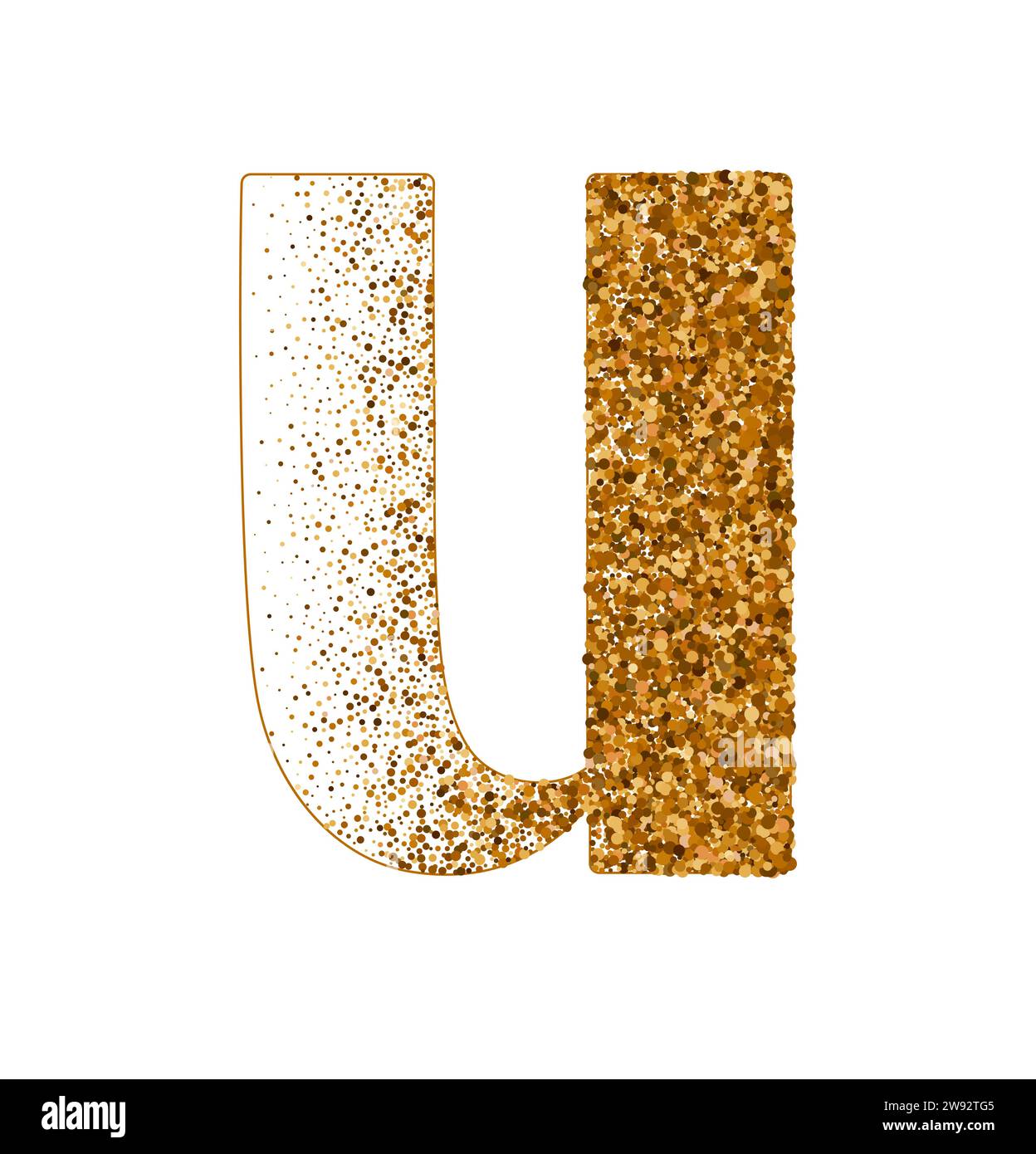 Letter U of Latin alphabet decorated with sand effect stipple texture ...