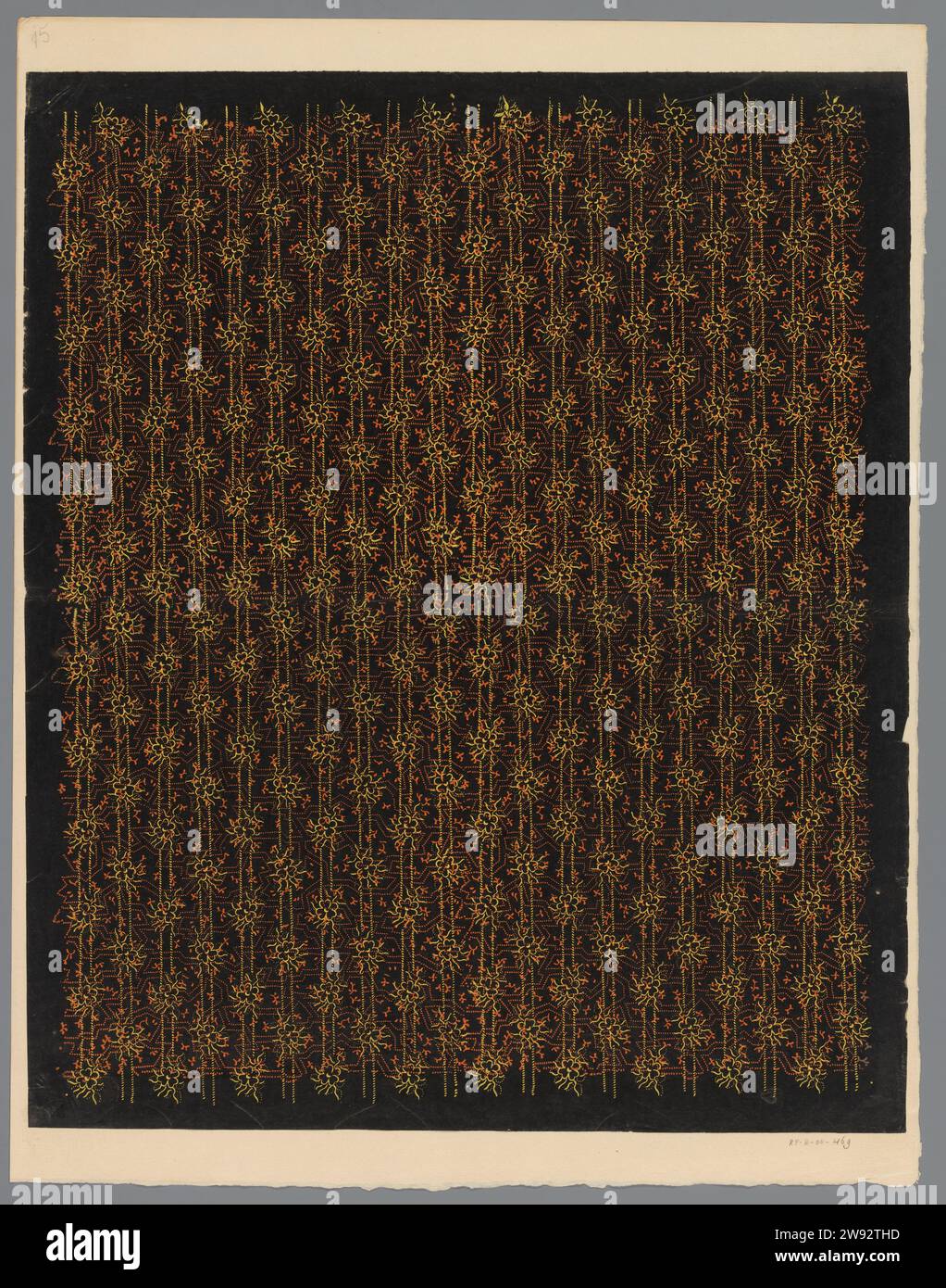 Leaf with lane pattern of flowers and slanted lines on a pattern ...