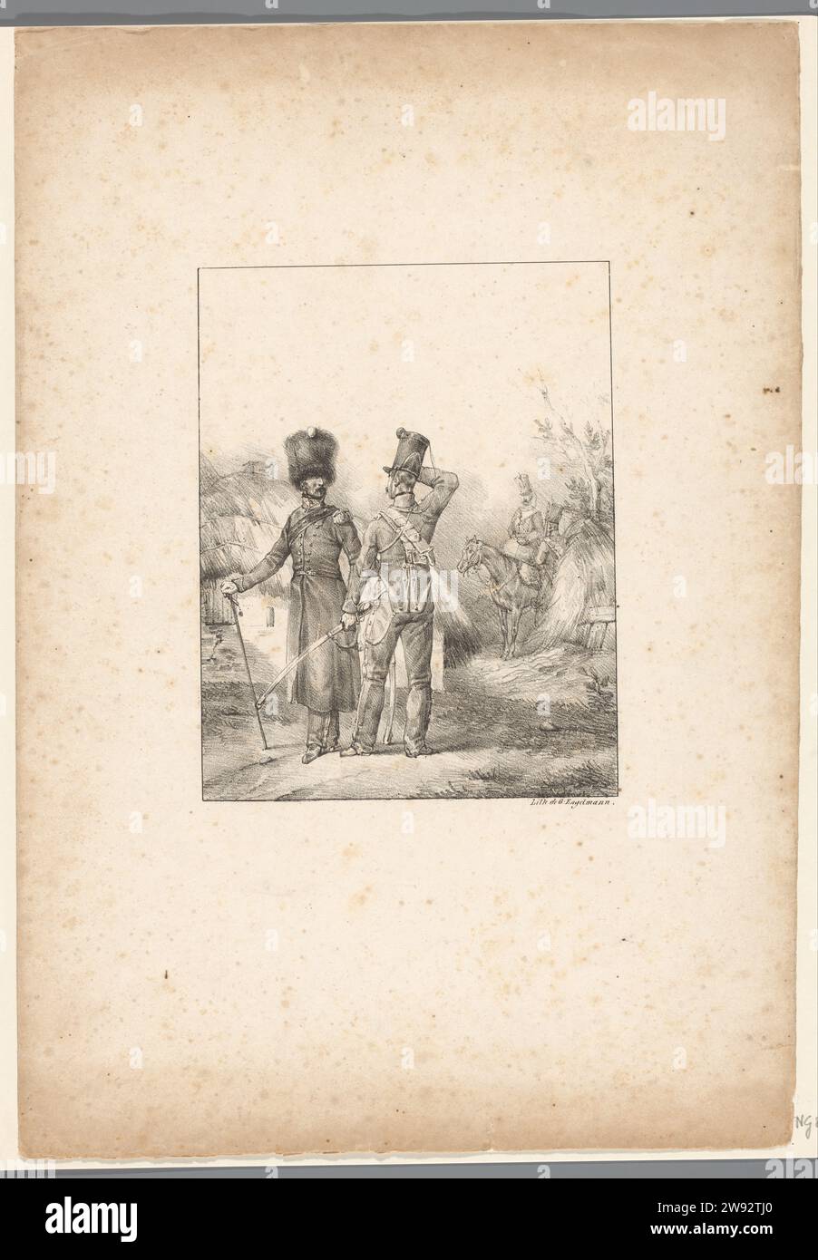 Uniformprent, Gottfried Engelmann, 1800 - 1839 Two soldiers, the right ...