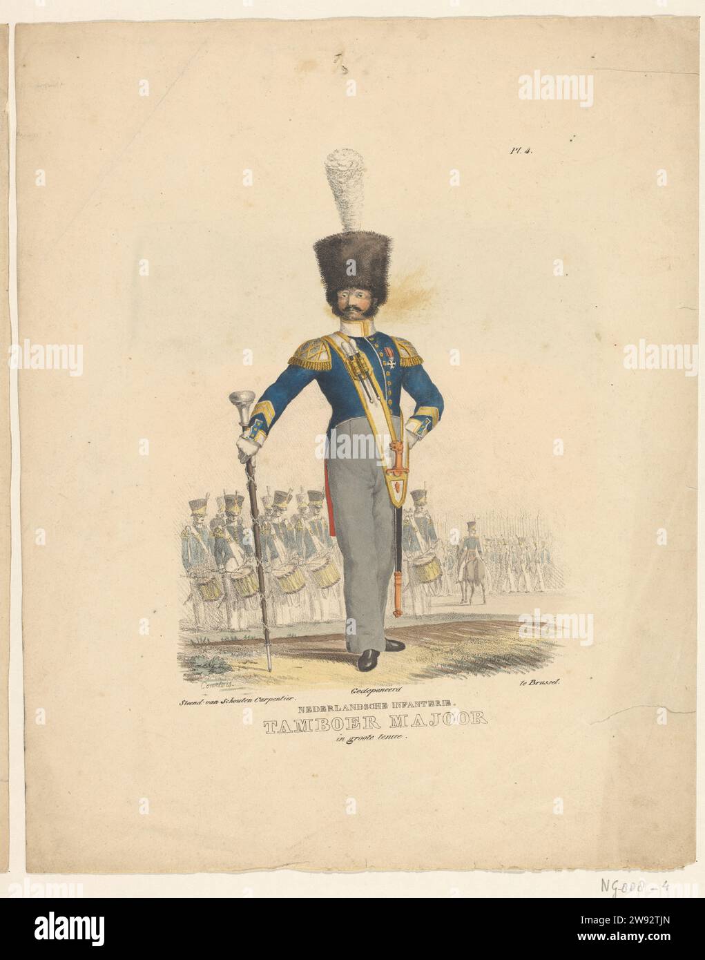 Dutch infantry. Tamboer Major in Groote Tenue, Courtois, 1823 - 1827 ...