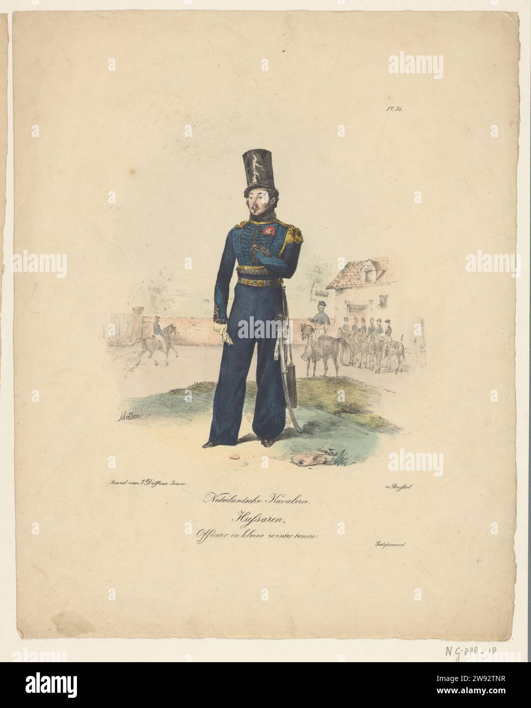 Nederlandsche Kavalerie / Hussaren, officer in Kleine Winter Tenue ...